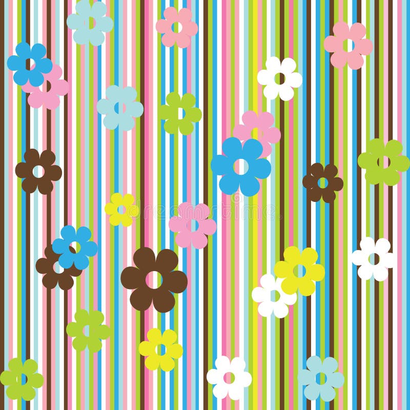 Fundo Com Flores E As Listras Coloridas Ilustração do Vetor ...