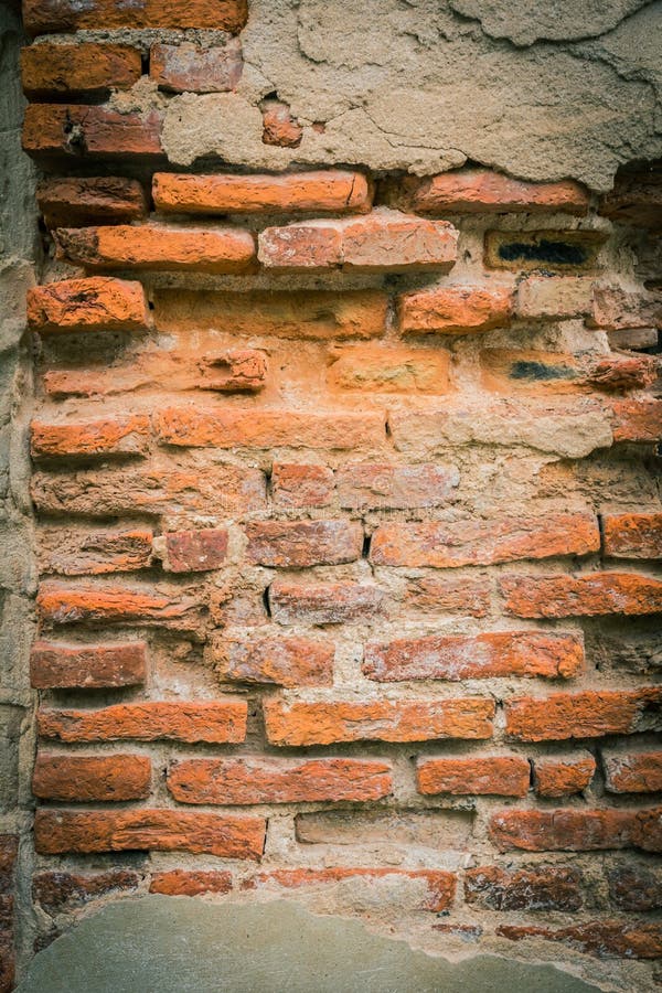 Fundo Concreto Rachado Da Parede De Tijolo Do Vintage Foto De Stock