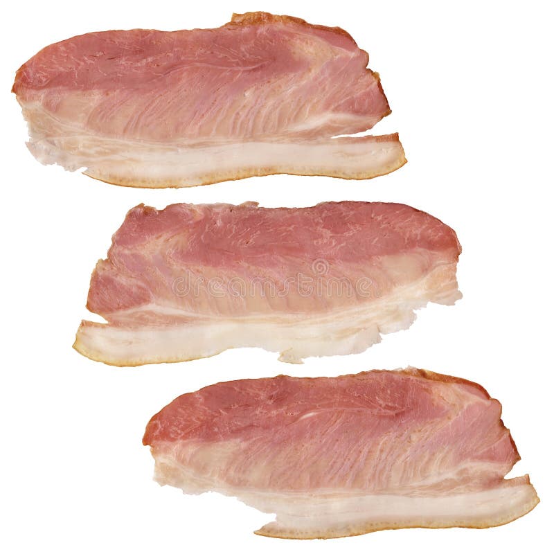 Fundo De Ham Rashers Isolated on White Da Carne De Porco Imagem de ...
