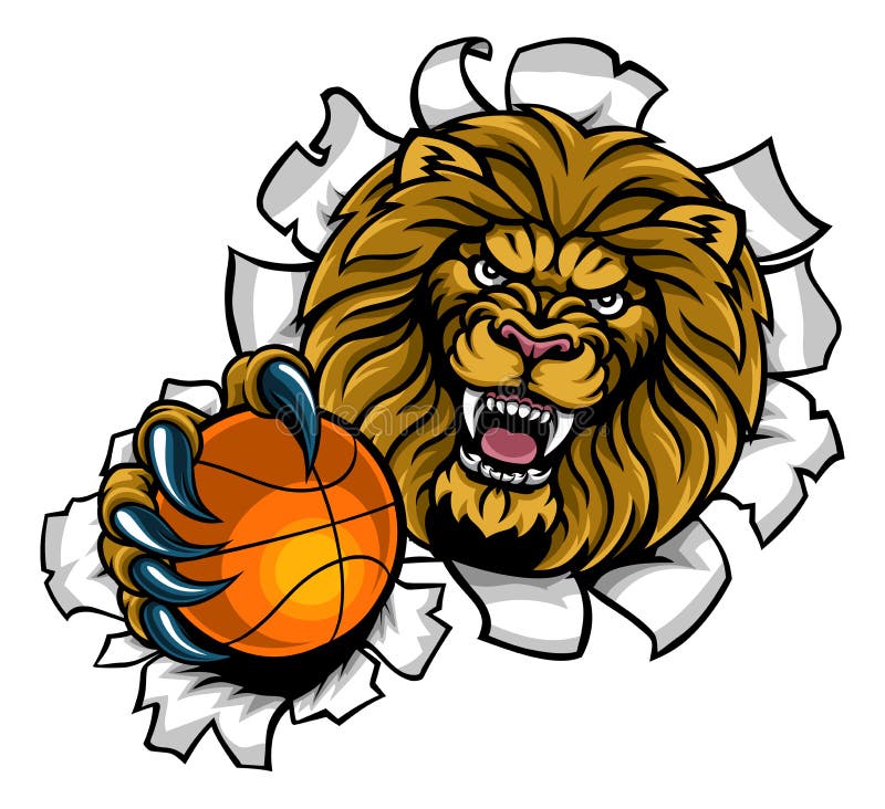 Fundo De Lion Holding Basketball Ball Breaking Ilustração do Vetor ...