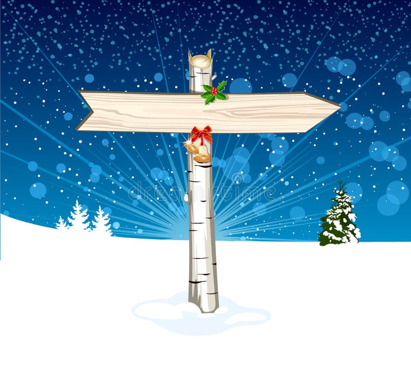 Fundo De Madeira Do Sinal Da Seta Do Natal Ilustração Stock ...