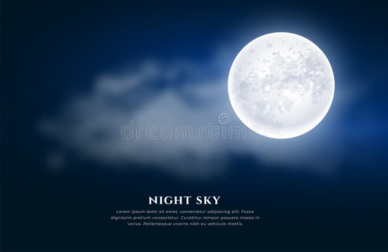 Fundo De Meia-noite Estelar E Lua Cheia Realista Com Efeito De Nuvem ...