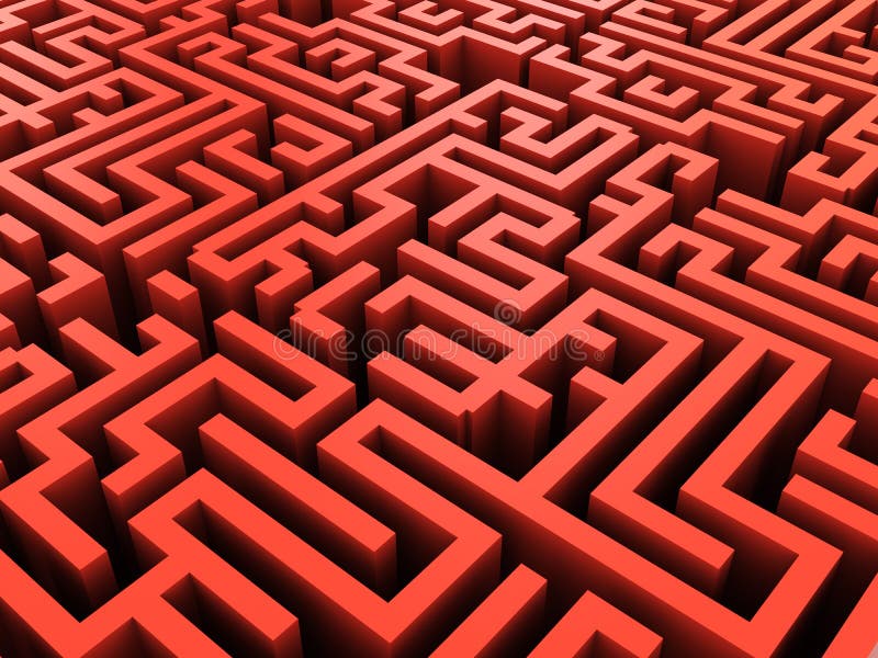 Labirinto 3D vermelho ilustração stock. Ilustração de parede - 9481029