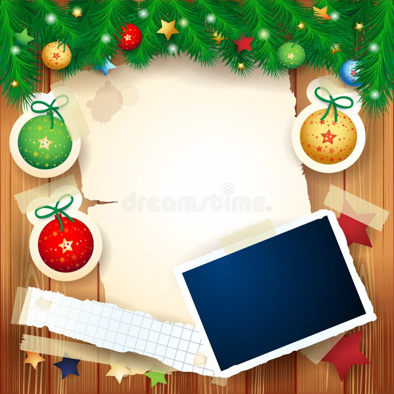 Fundo Do Natal Com Frame Da Foto Ilustração do Vetor - Ilustração de ...