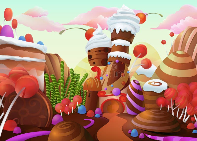 Fundo doce do vetor ilustração do vetor. Ilustração de castelo - 63474392