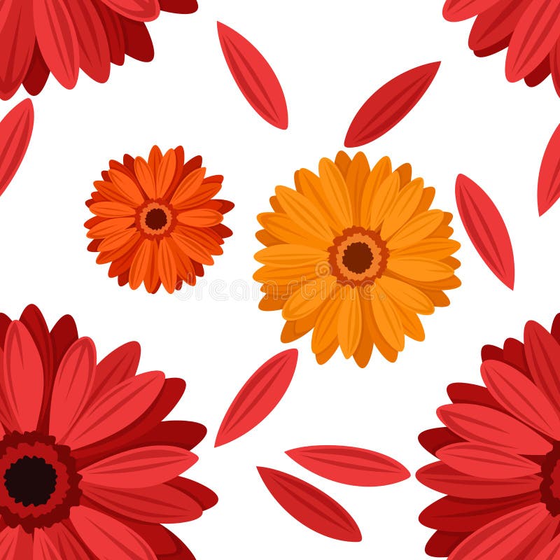 Fundo Sem Emenda Com Flores Do Gerbera. Ilustração do Vetor ...