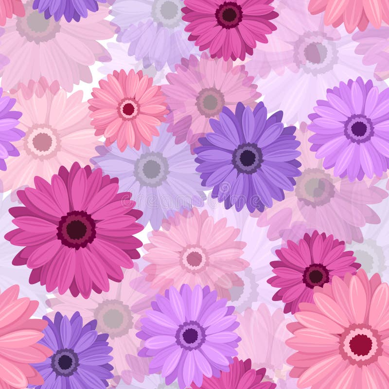 Fundo Sem Emenda Com O Gerbera Cor-de-rosa E Roxo. Ilustração do Vetor ...