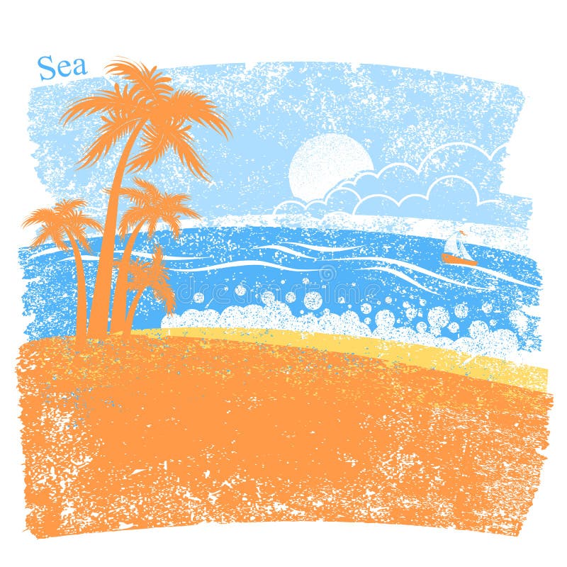 Fundo Tropical Do Mar Da Natureza Com Ilha De Palma E O Mar Azul ...