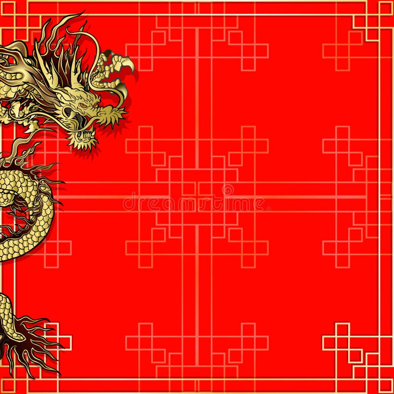 Fundo Vermelho Do Molde Com Dragão Ilustração Stock - Ilustração de ...