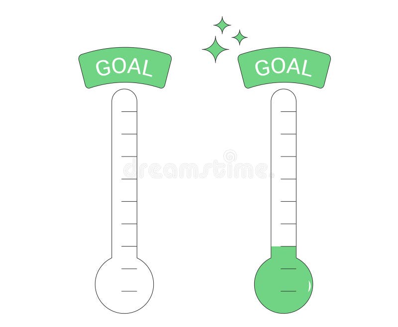 Fundraising Goal Thermometer Set Isolated on White Background Stock ...