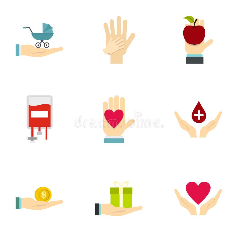 Fundraising Organizations Symbol Icons Set Stock Vector - Illustration ...