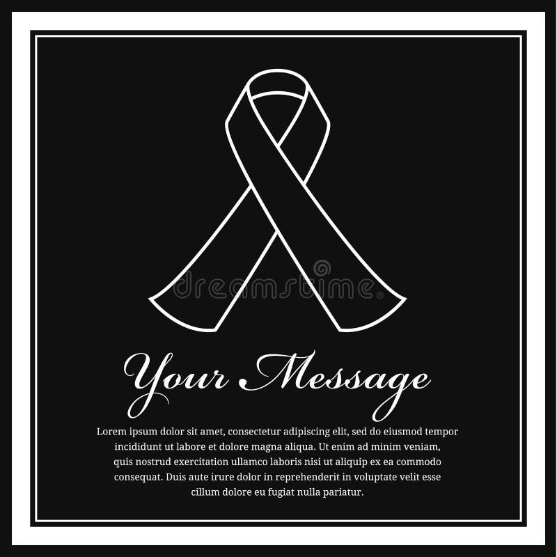 Funeral Card - White Ribbon and Place for Text Vector Design Stock ...