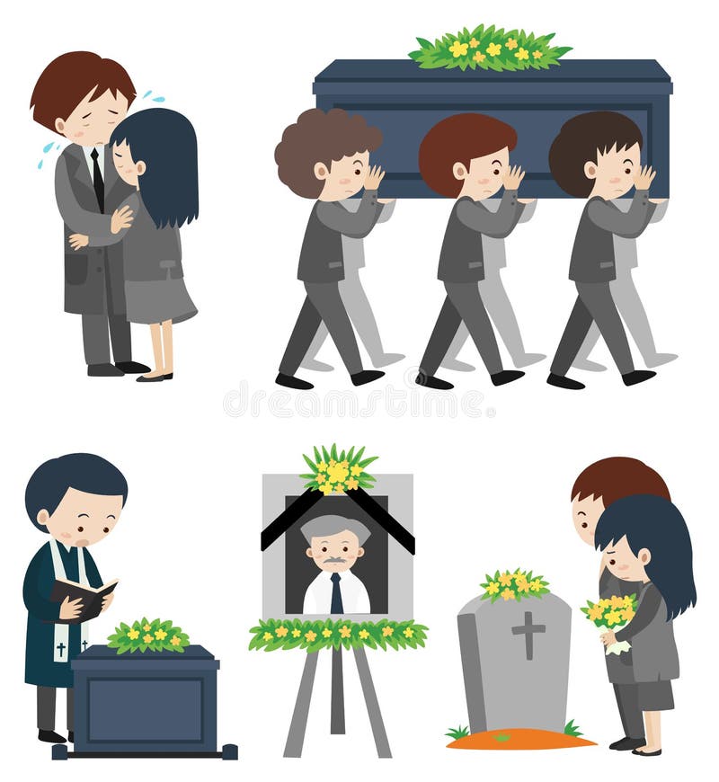 Funeral Ceremony with People Crying Stock Vector - Illustration of clip ...
