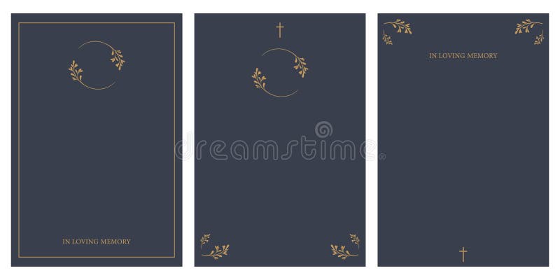 Set of Funeral Empty Card. Funeral Card with Grey Background Stock ...