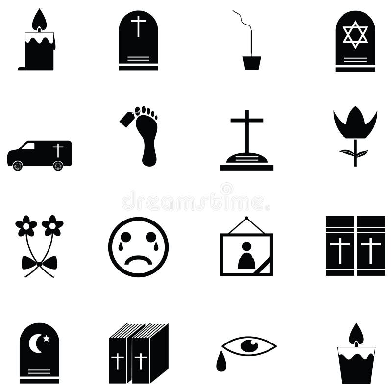 Funeral icon set stock vector. Illustration of wreath - 107348761