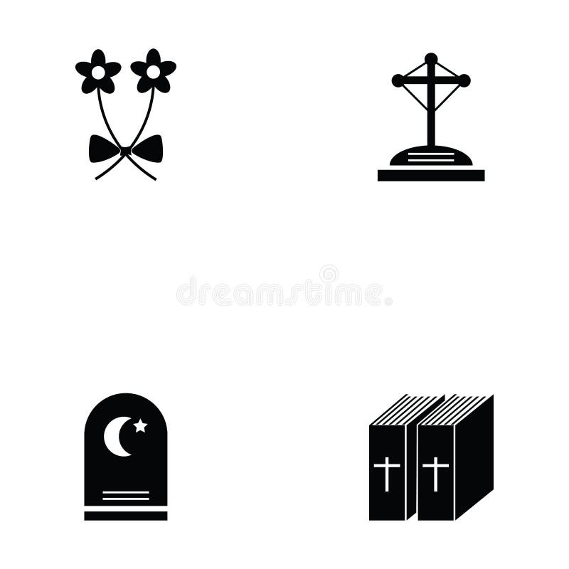 Funeral icon set stock vector. Illustration of design - 107348652
