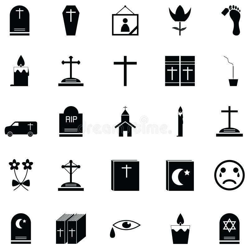Funeral icon set stock vector. Illustration of collection - 107348662