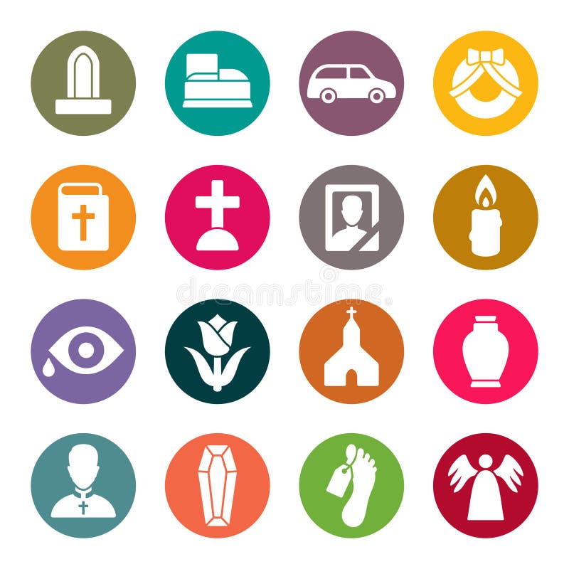 Funeral Icon Set. Vector Illustration Stock Illustration - Illustration ...
