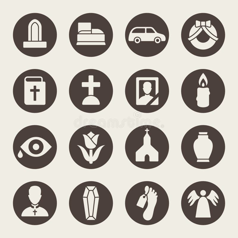 Funeral Icon Set. Vector Illustration Stock Illustration - Illustration ...