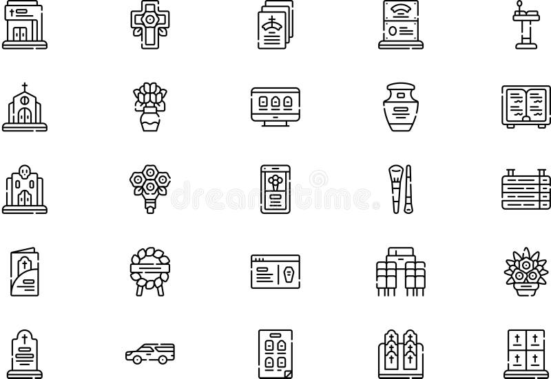Funeral Icons Collection is a Vector Illustration with Editable Stroke ...