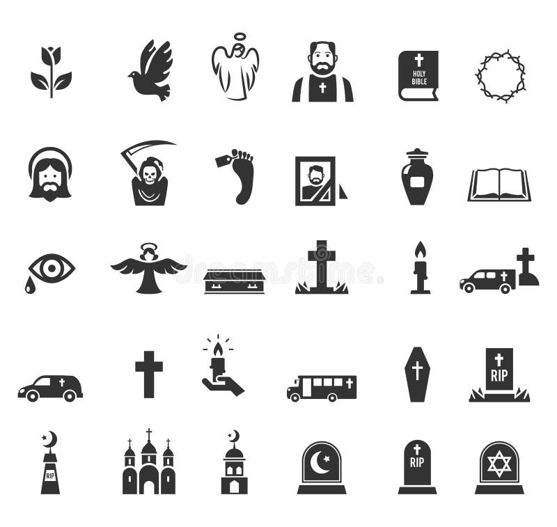 Funeral icons stock vector. Illustration of coffin, dead - 47354974