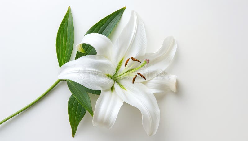 Funeral Lily on White Backdrop with Spacious Area for Accommodating ...