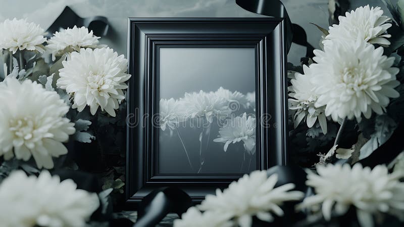 Funeral Scene Frame with Dead Person Picture Mock Up Stock Image ...