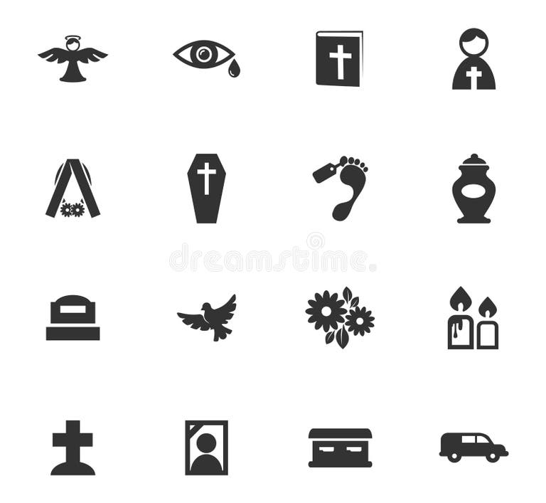 Funeral service icons set stock illustration. Illustration of concept ...