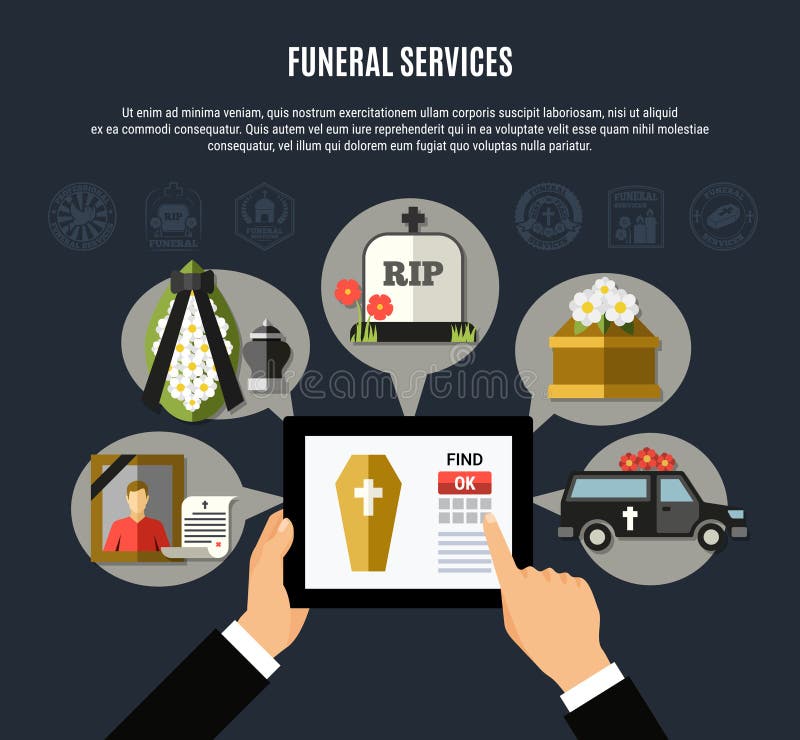 Funeral Services Icon Set stock vector. Illustration of decorative ...