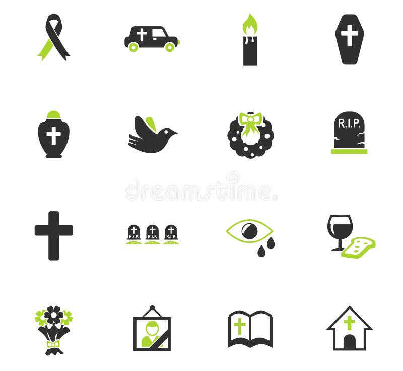 Funeral labels icons set stock vector. Illustration of death - 43565289