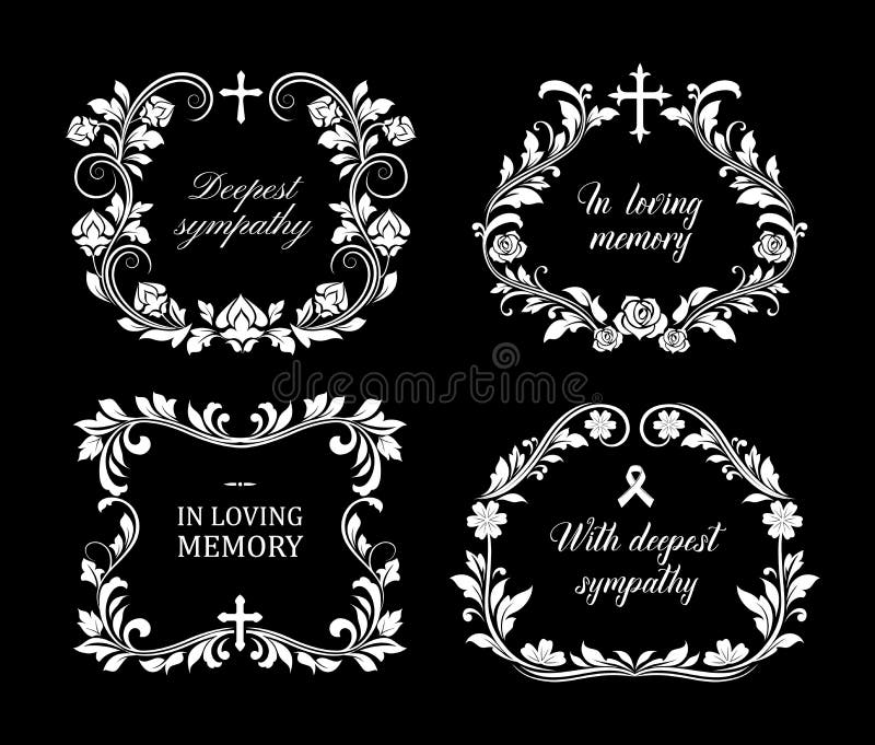 Floral Funeral Condolence Sympathy Card Template Design. Stock Vector ...