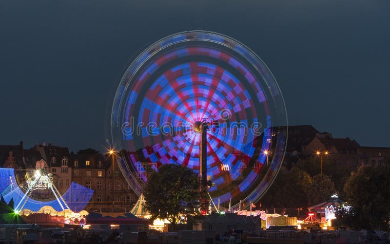 Funfair at night stock image. Image of coaster, roller - 39312579