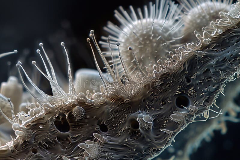 Fungal Growth and Spore Release, Exploring Microscopic Realms Stock ...