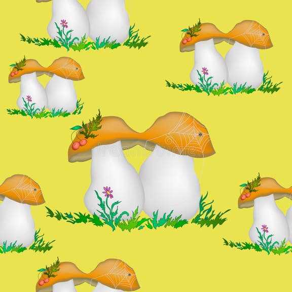 Funghi, Modello Senza Cuciture Illustrazione Vettoriale - Illustrazione ...