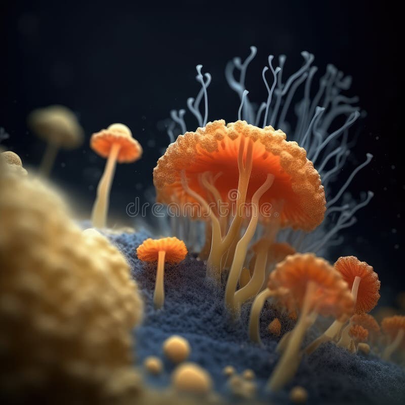 Fungi Algae Plants and Protozoa Extreme Closeup. Generative AI Stock ...