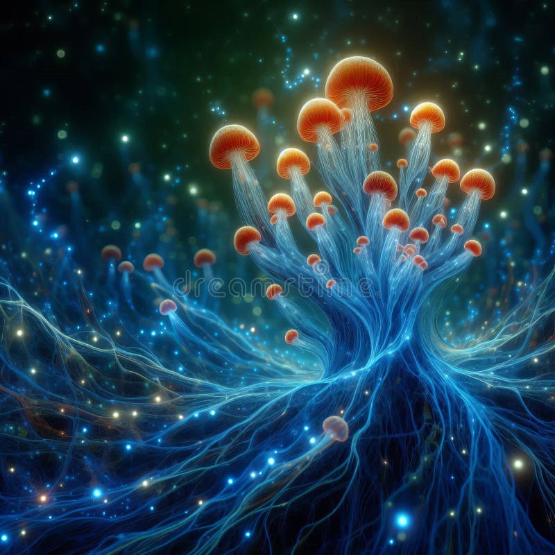 Fungus Filament Forum a Network of Bioluminescent Fungi that Com Stock ...