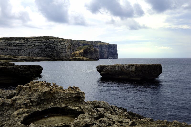 The Fungus Rock of Dwejra Bay Stock Image - Image of limestone, makers ...