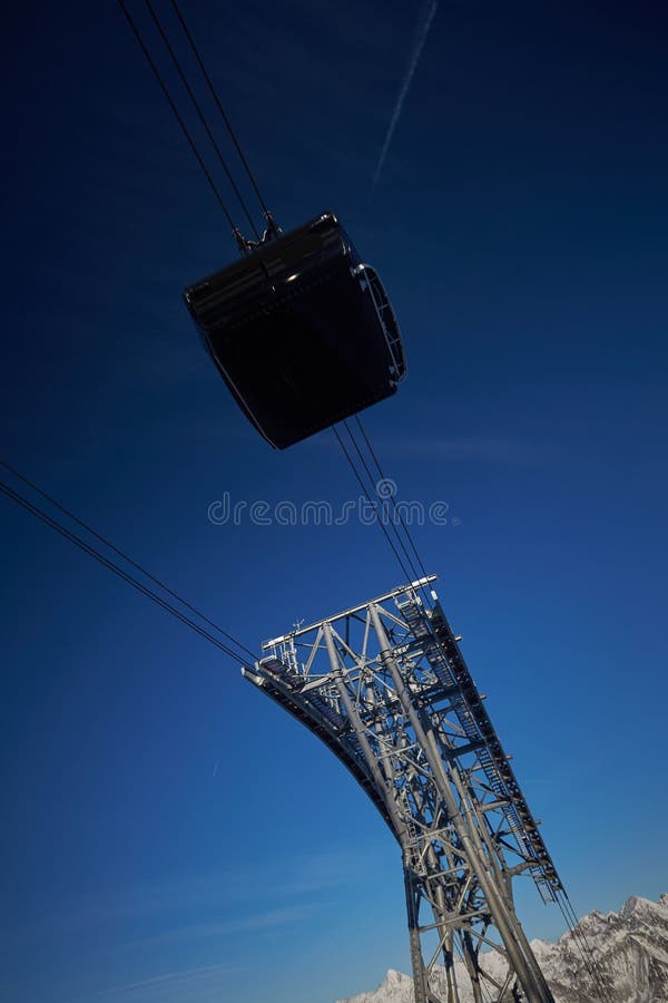 Funicular on the Background Blue Sky Stock Photo - Image of chair, blue ...