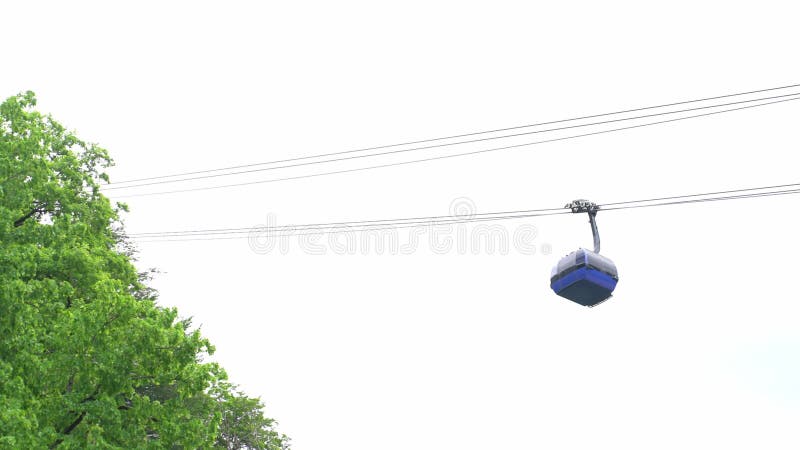Funicular from the Cable Car on the Background of the Sky, Goes Behind ...