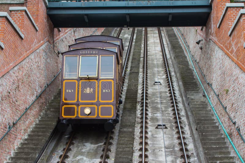 Funicular Car in Budapest. Hungary Stock Image - Image of public, rails ...