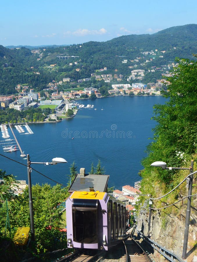 Funicular Climbing from Lake Como, Amazing View from Brunate, Como ...