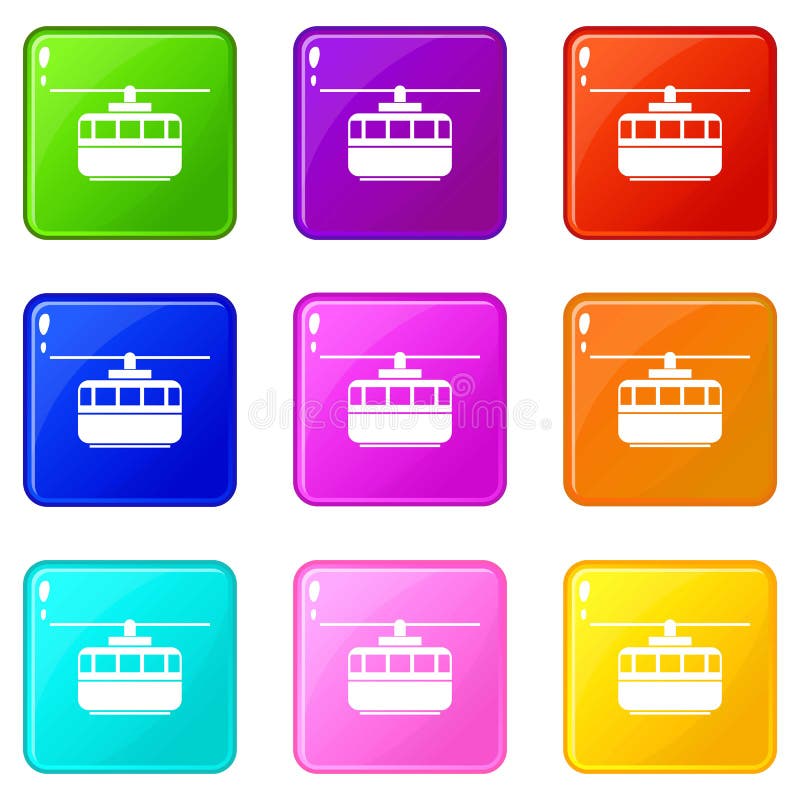 Funicular icons 9 set stock vector. Illustration of sign - 96332328