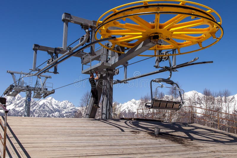 Funicular in the Mountains of Georgia Stock Image - Image of winter ...