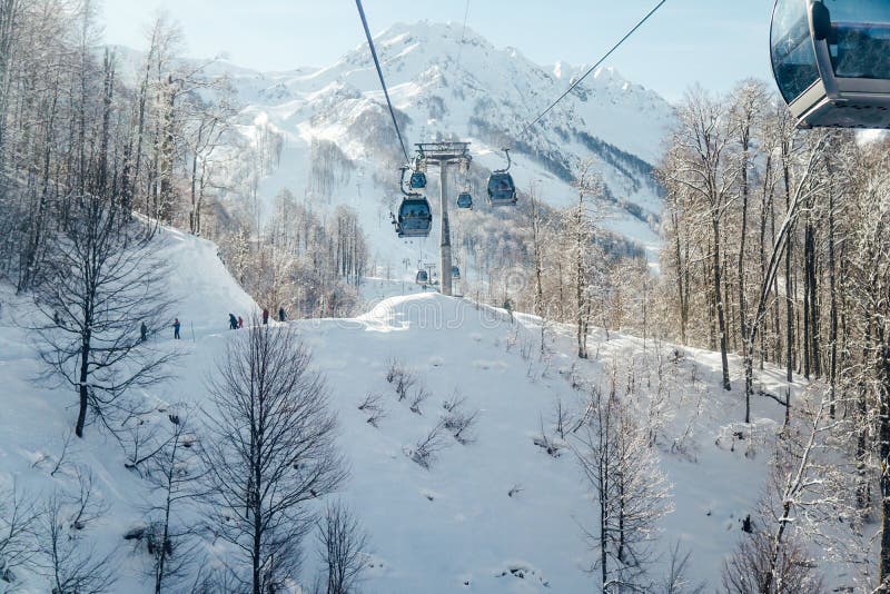 Funicular Ski Resort Winter Snowboarding Extreme Nice Stock Image ...