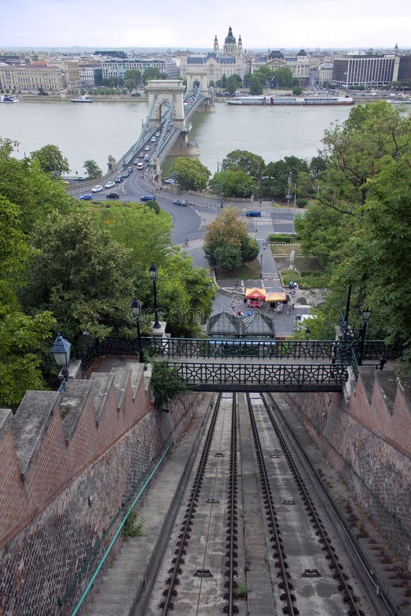 Funicular to Buda castle stock image. Image of cathedral - 31613857