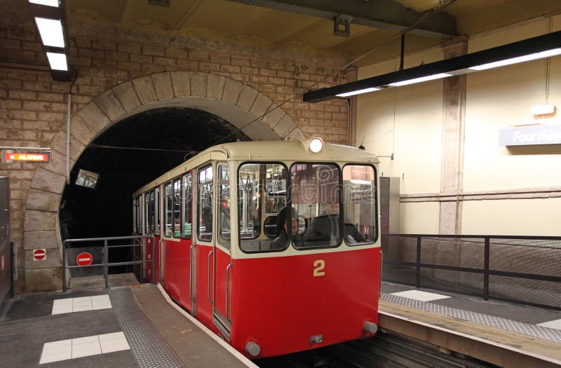 Funicular 2 of Lyon at Saint Just - Lower Station. Editorial ...