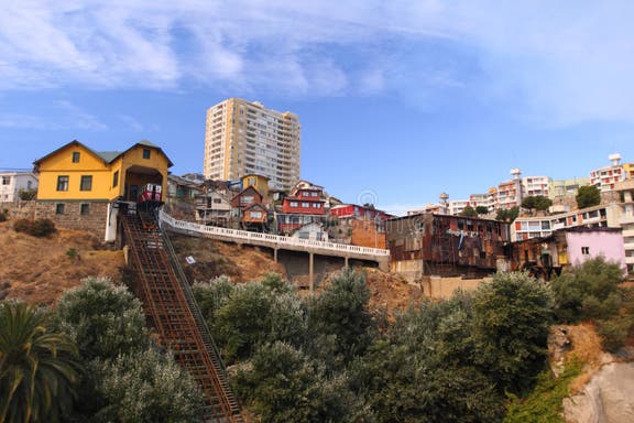 Funicular in Valparaiso, Chile Stock Image - Image of cultural ...