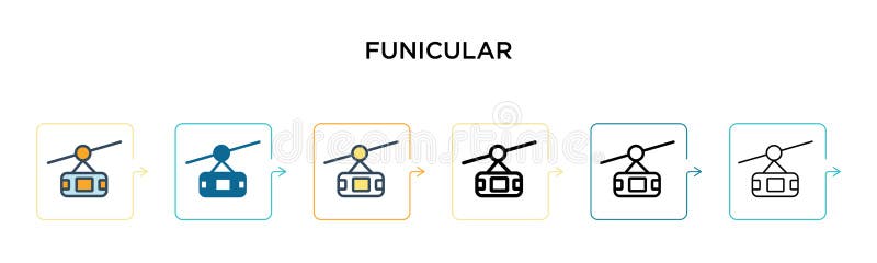 Funicular Vector Icon in 6 Different Modern Styles. Black, Two Colored ...