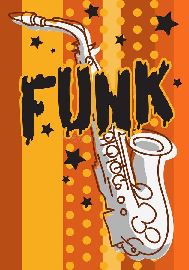 Funk Music Lettering Type Poster Design with a Saxophone Illustration ...