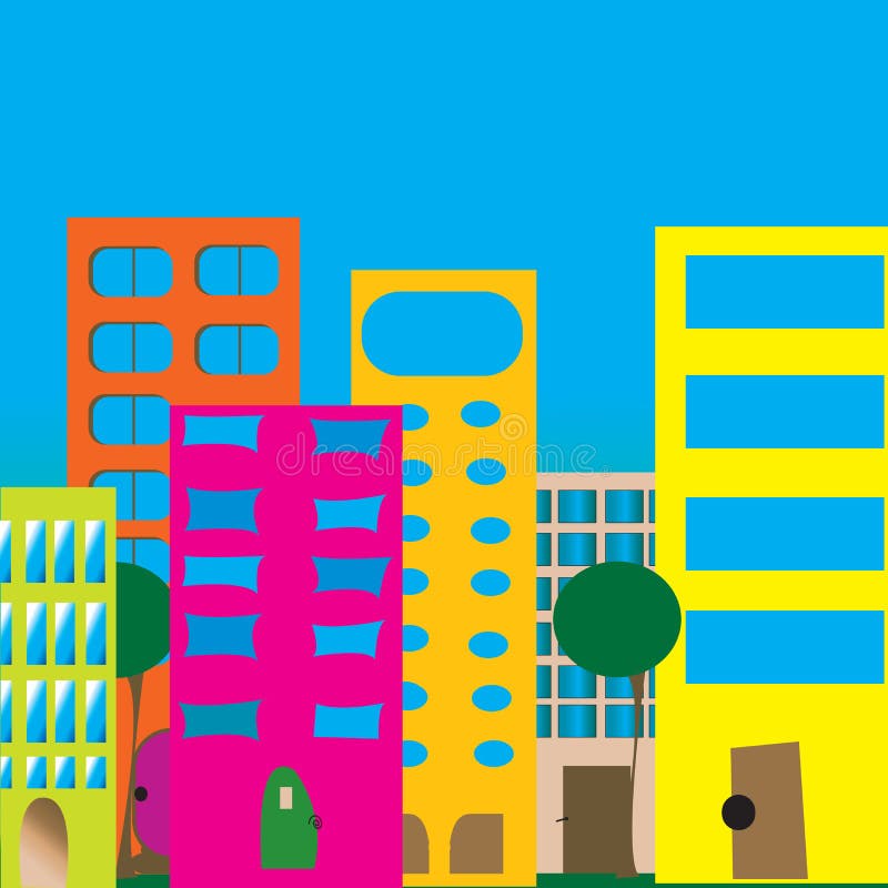 Cartoon block of flats stock vector. Illustration of interior - 31460917